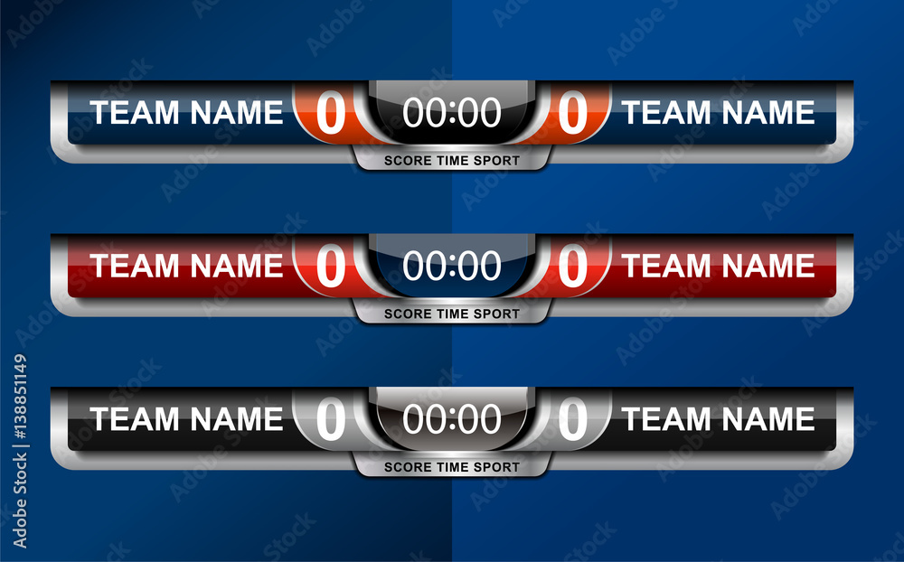 Scoreboard Broadcast Graphic Template for soccer and football, vector ...