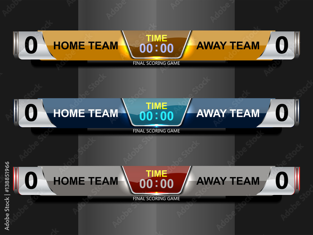 Scoreboard Broadcast Graphic Template for soccer and football, vector ...
