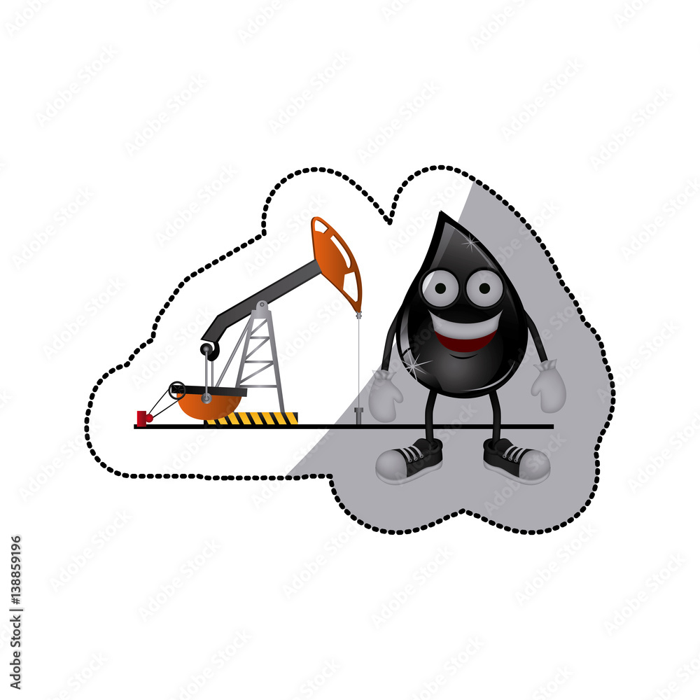 sticker animated drop of petroleum and background oil extraction vector ...