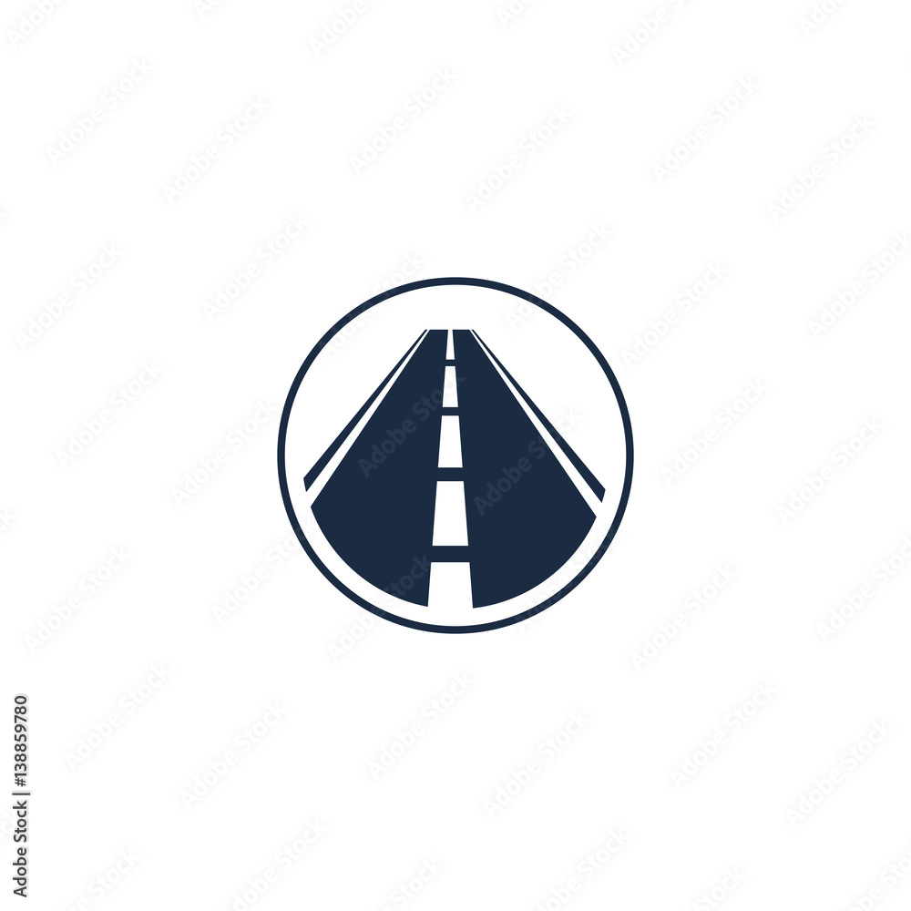 Isolated abstract highway element in circle logo, round shape logotype ...