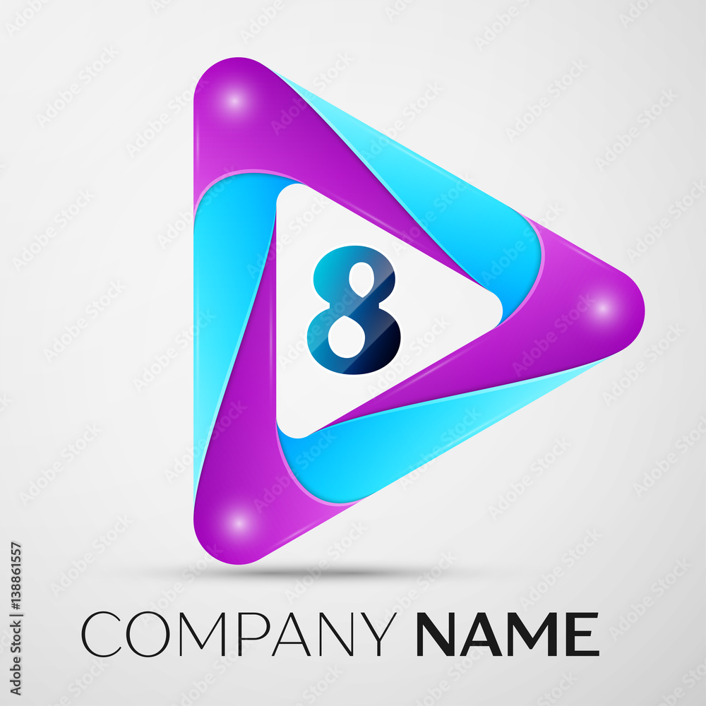 Vecteur Stock Number eight vector logo symbol in the colorful triangle ...