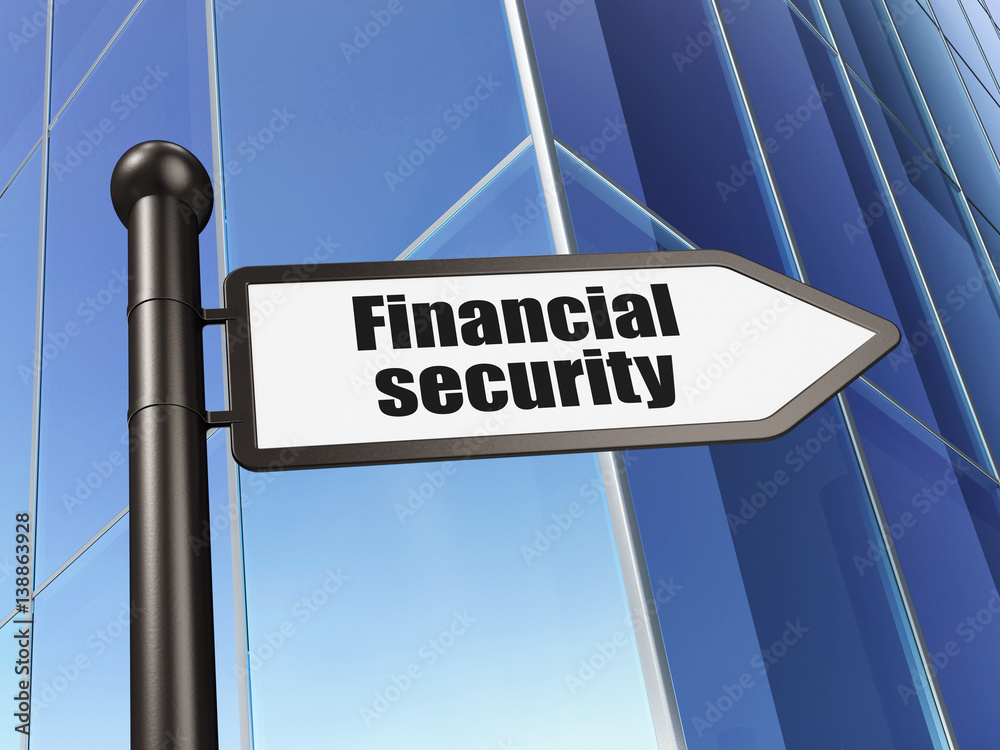 Safety concept: sign Financial Security on Building background Stock ...
