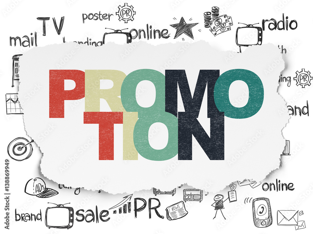 Advertising concept: Promotion on Torn Paper background Stock ...