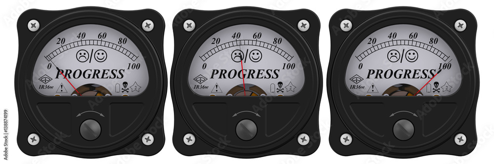 Progress indicator. Analog indicator showing the level of progress ...