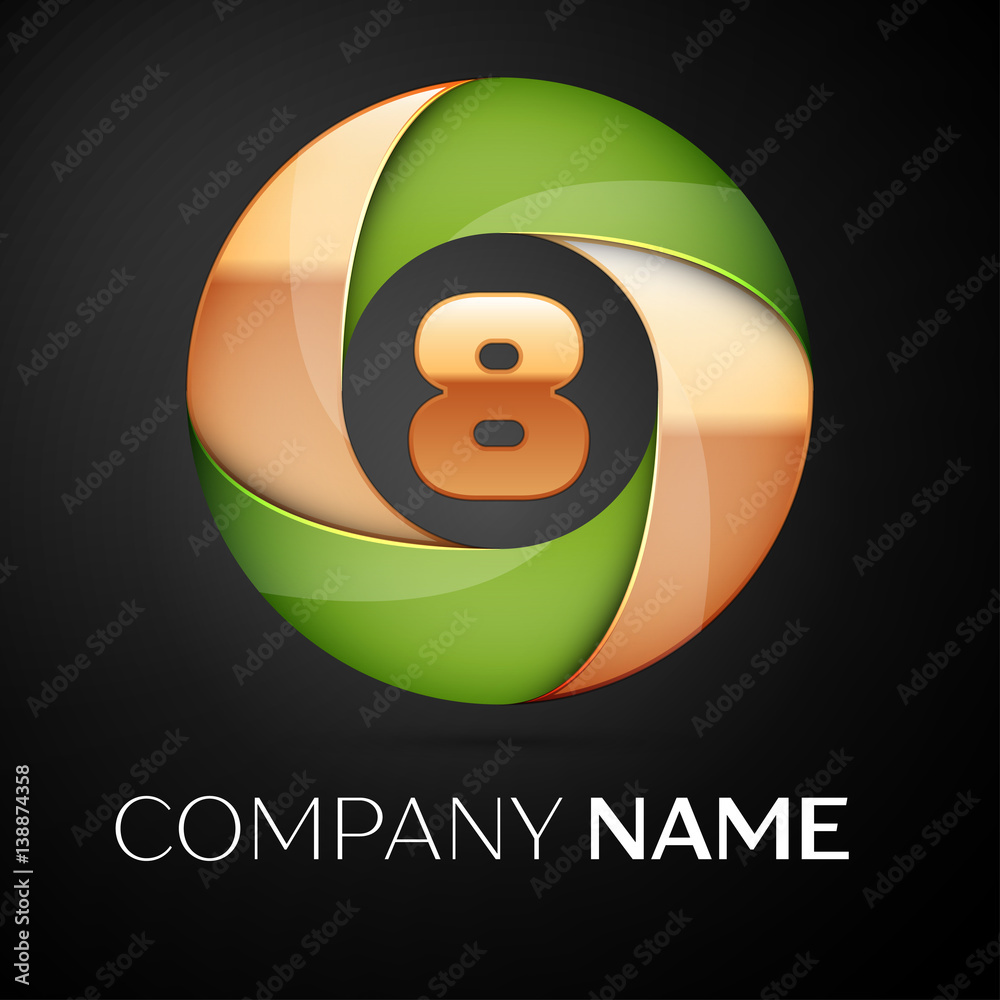 Number eight vector logo symbol in the colorful triangle on black ...
