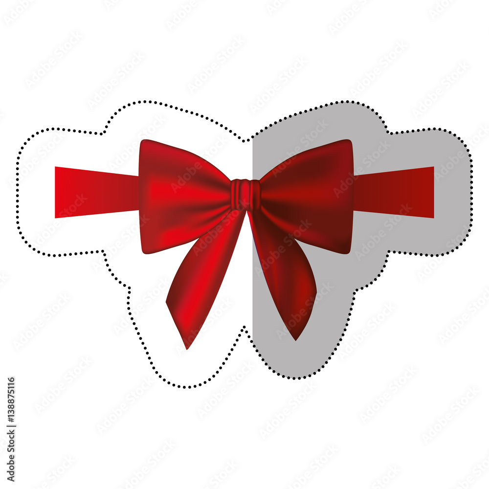 sticker satin red ribbon and bow wrapping vector illustration Stock ...