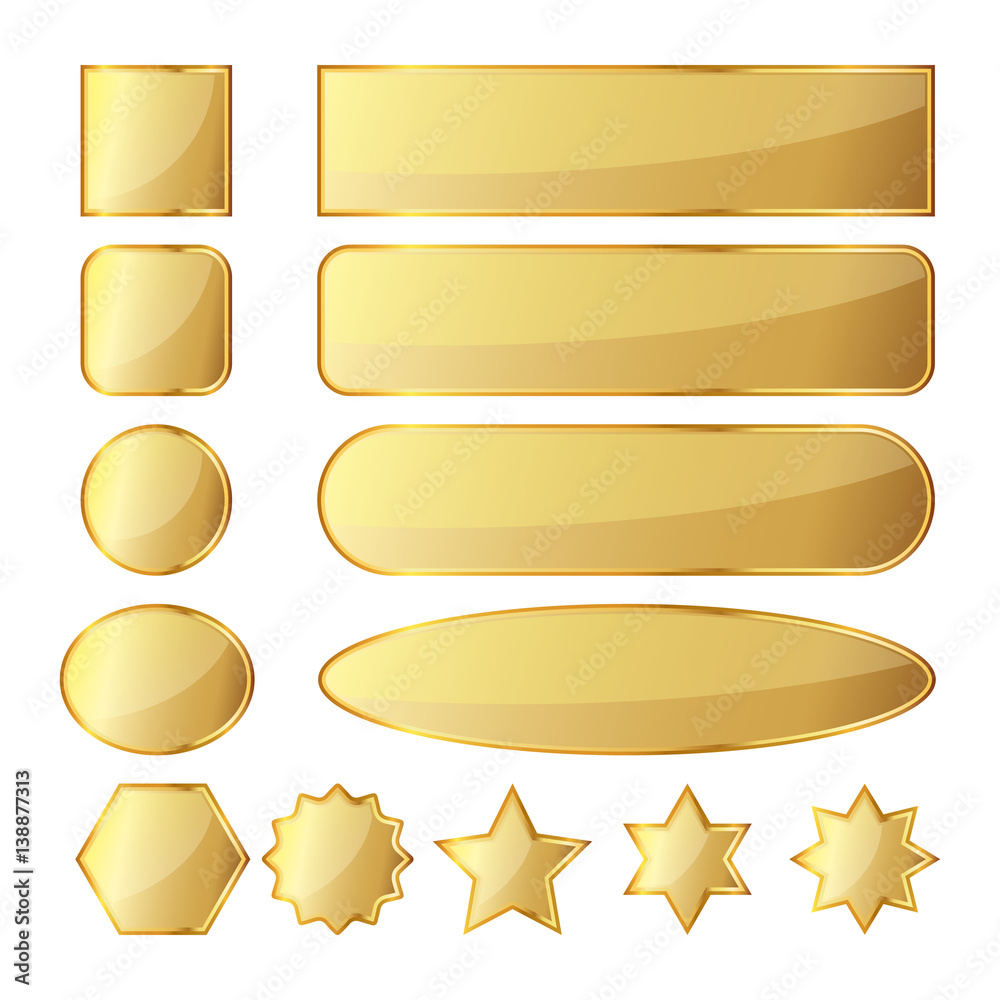 Set of golden buttons. Vector illustration Stock Vector | Adobe Stock