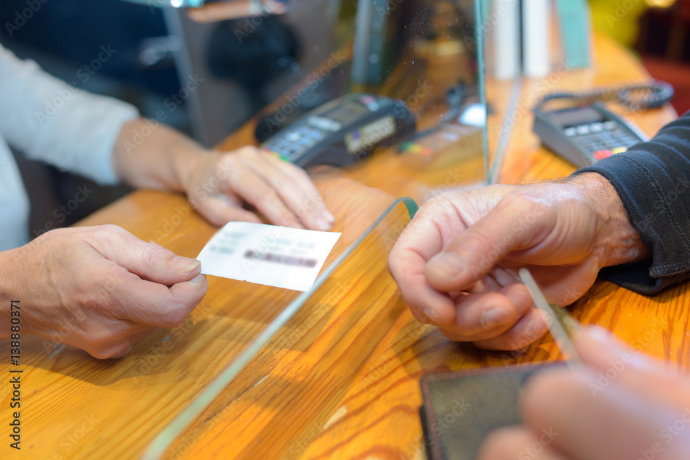 showing the ticket Stock Photo | Adobe Stock