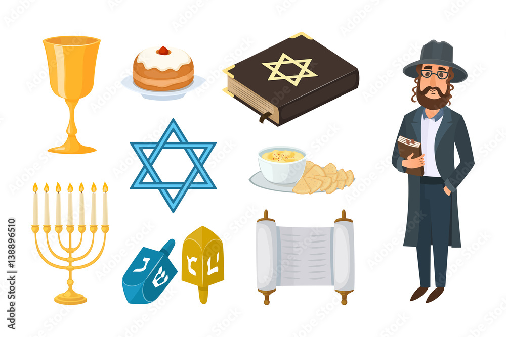 Judaism church traditional symbols isolated hanukkah religious design ...