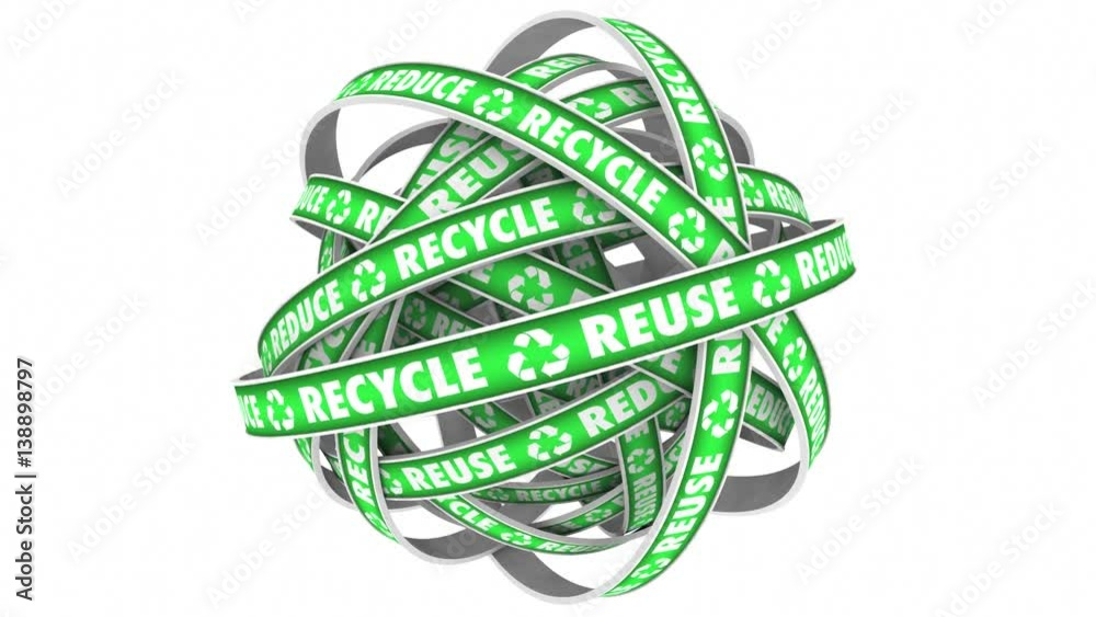 Reduce Reuse Recycle Endless Loop Dispose Trash Materials 3d Animation ...