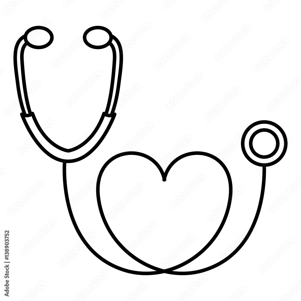 figure black sticker stethoscope with heart icon, vector illustraction ...