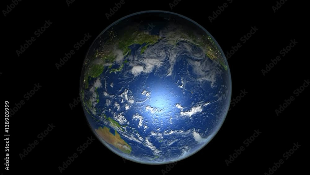 Satellite view of planet Earth rotating - northern hemisphere. High ...