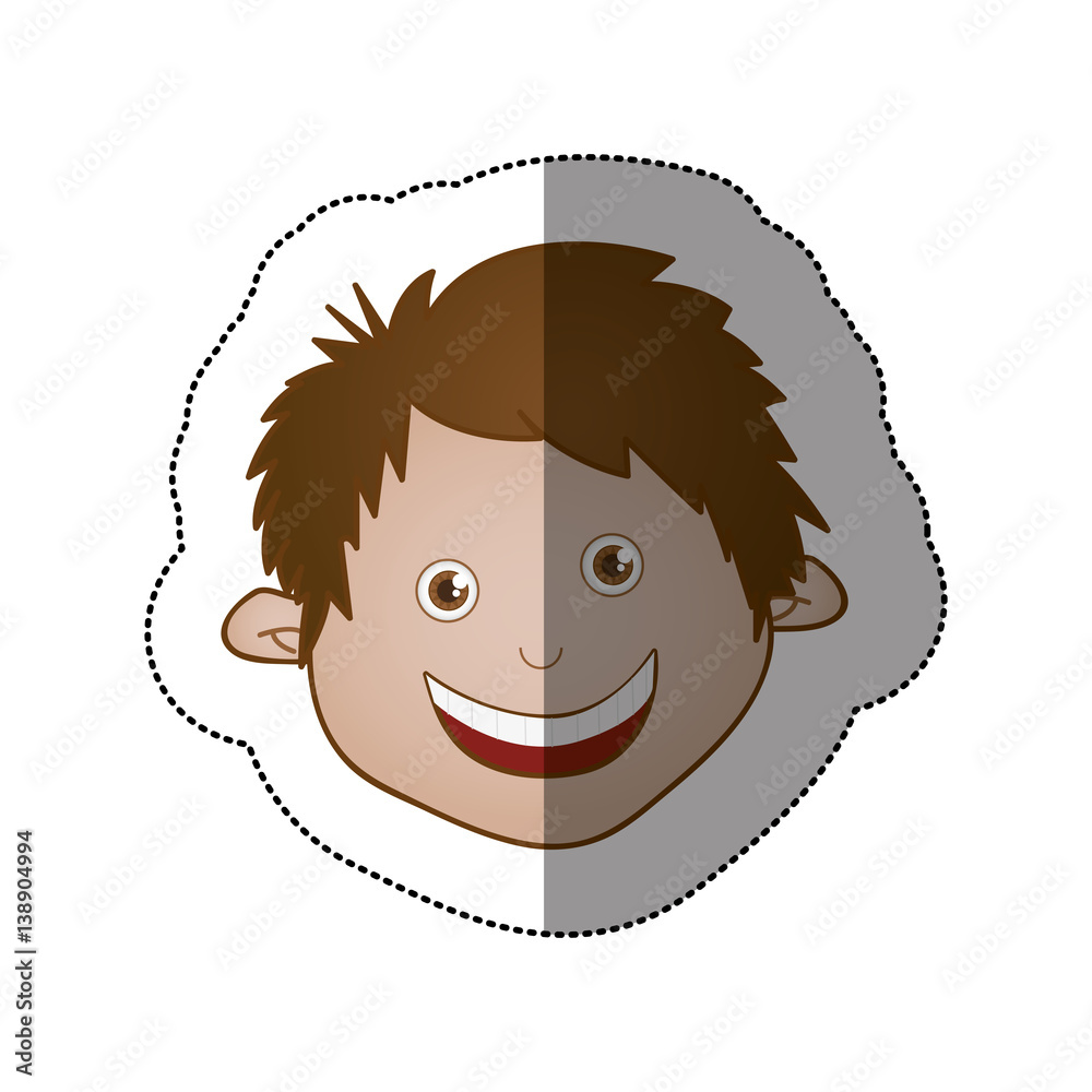 color sticker face boy icon, vector illustraction design image Stock ...