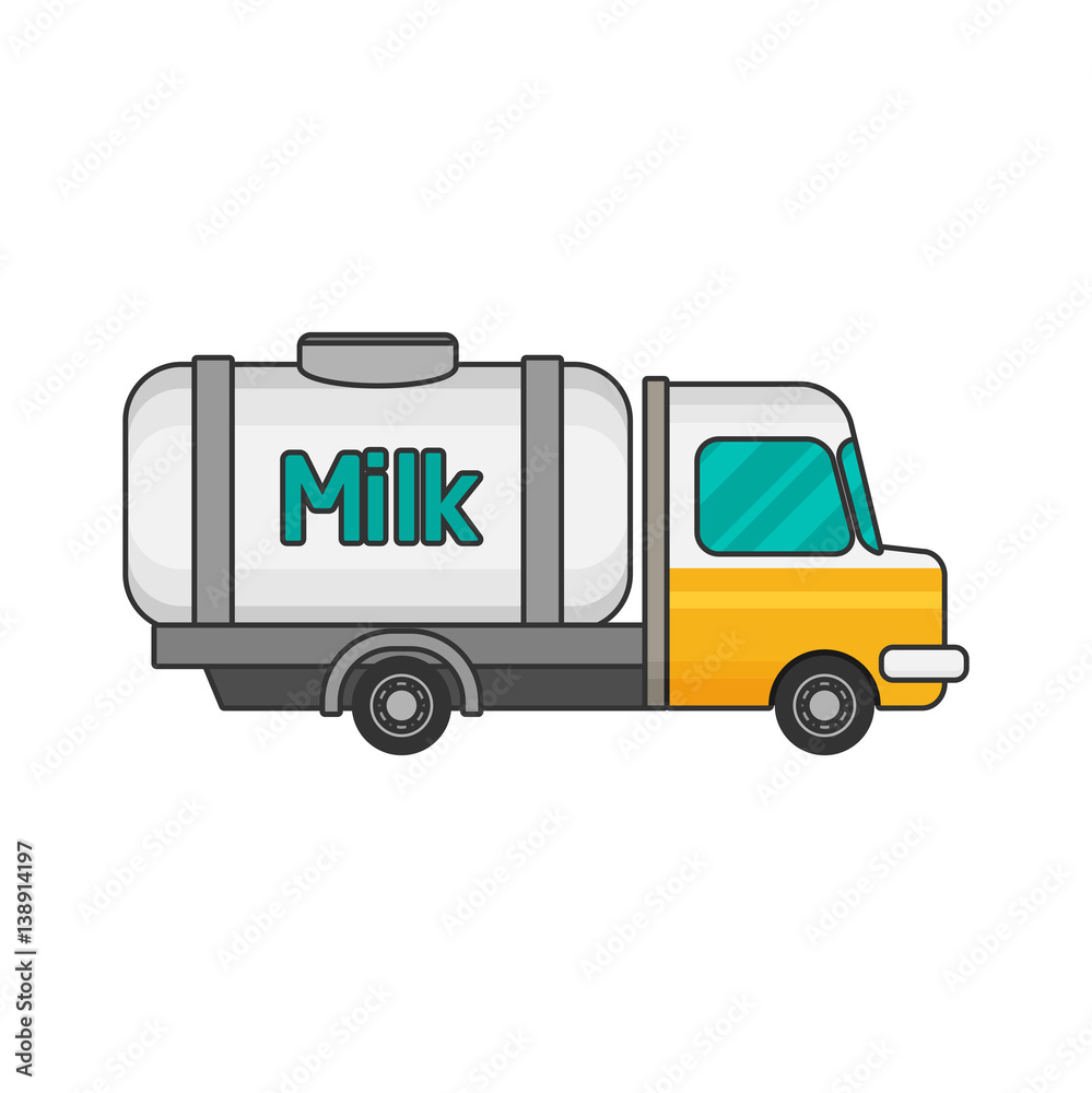 Car with milk. Vector flat cartoon illustration Stock Vector | Adobe Stock