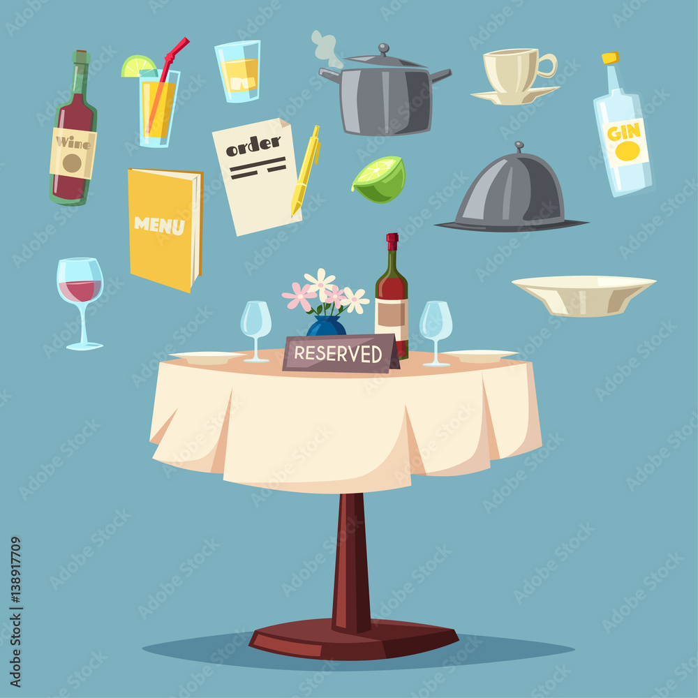 Reserved table in restaurant. Cartoon vector illustration Stock Vector ...