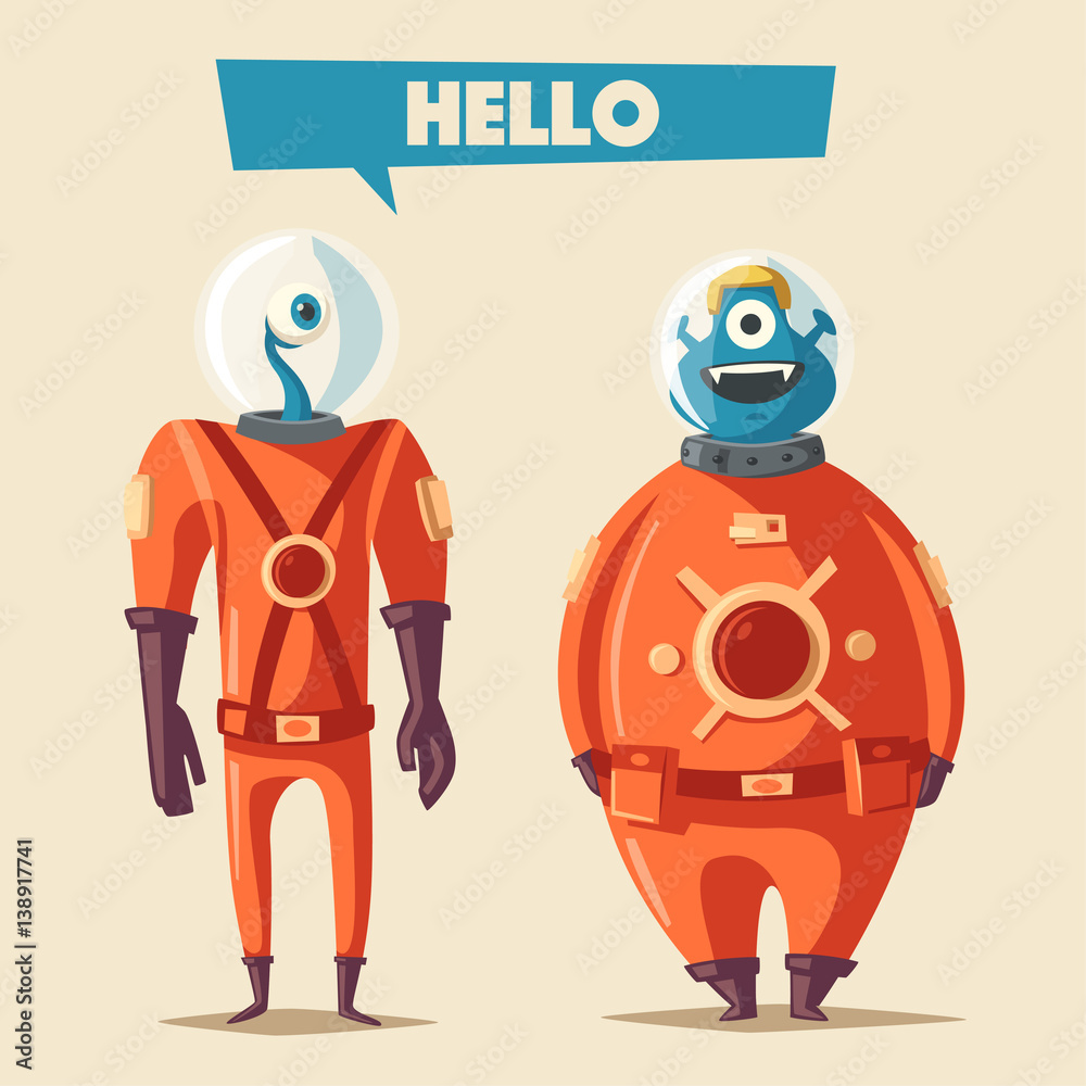 Friendly aliens. Cartoon vector illustration Stock Vector | Adobe Stock
