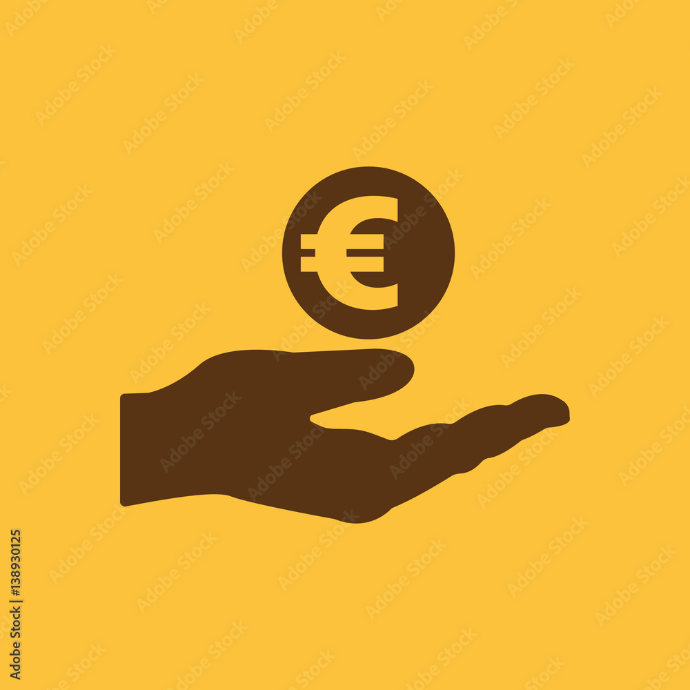 Euro in hand icon. Wealth, money, investments, savings symbol. Flat ...