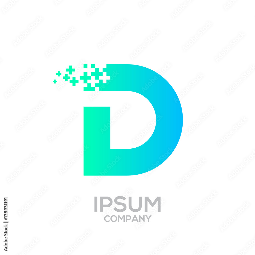 Letter D Pixel logo, Plus sign logo, Medical healthcare hospital symbol ...