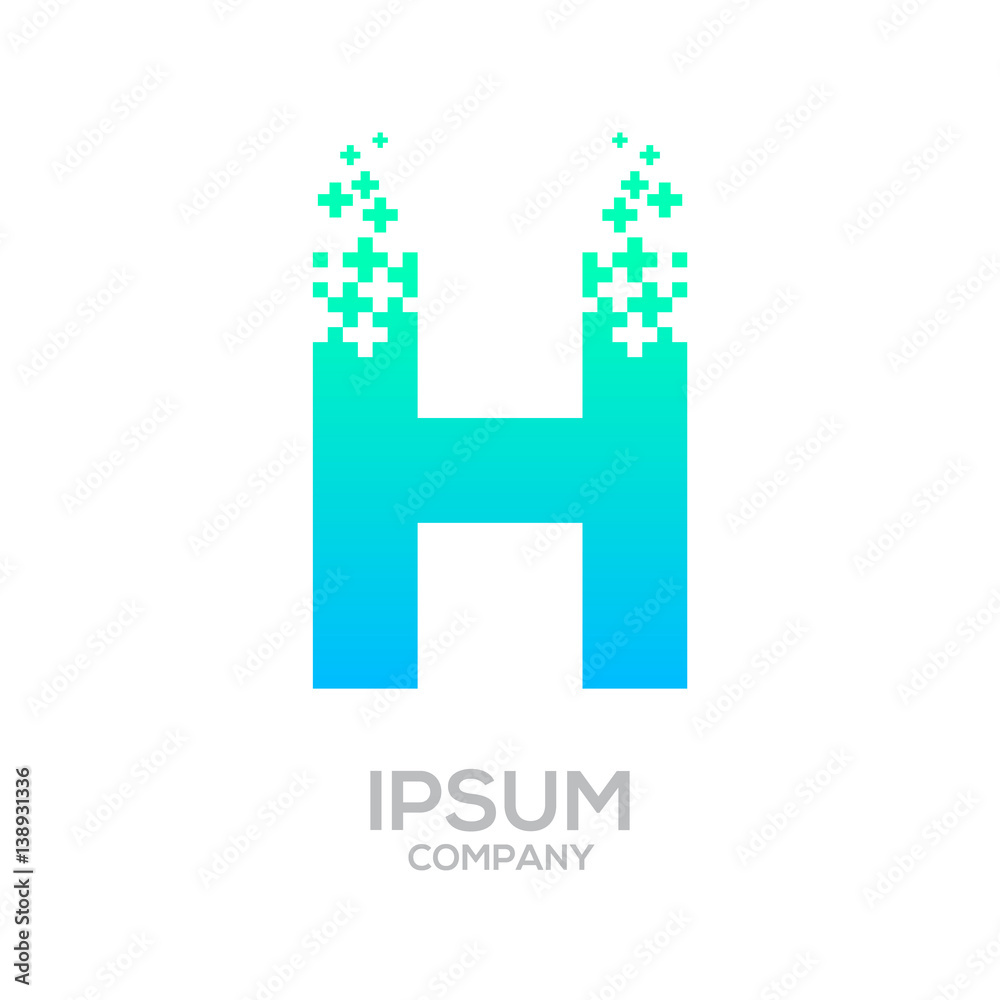 Letter H Pixel logo, Plus sign logo, Medical healthcare hospital symbol ...