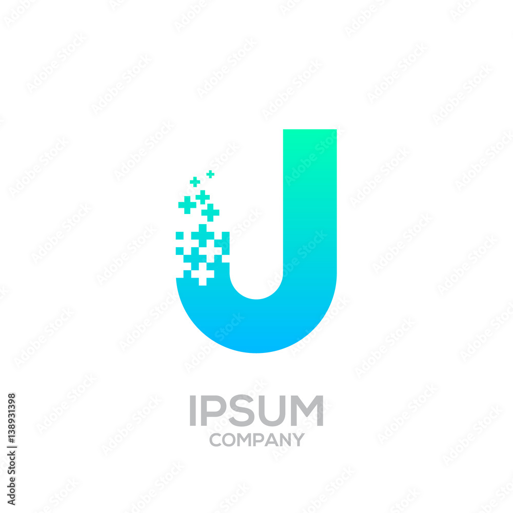 Letter J Pixel logo, Plus sign logo, Medical healthcare hospital symbol ...