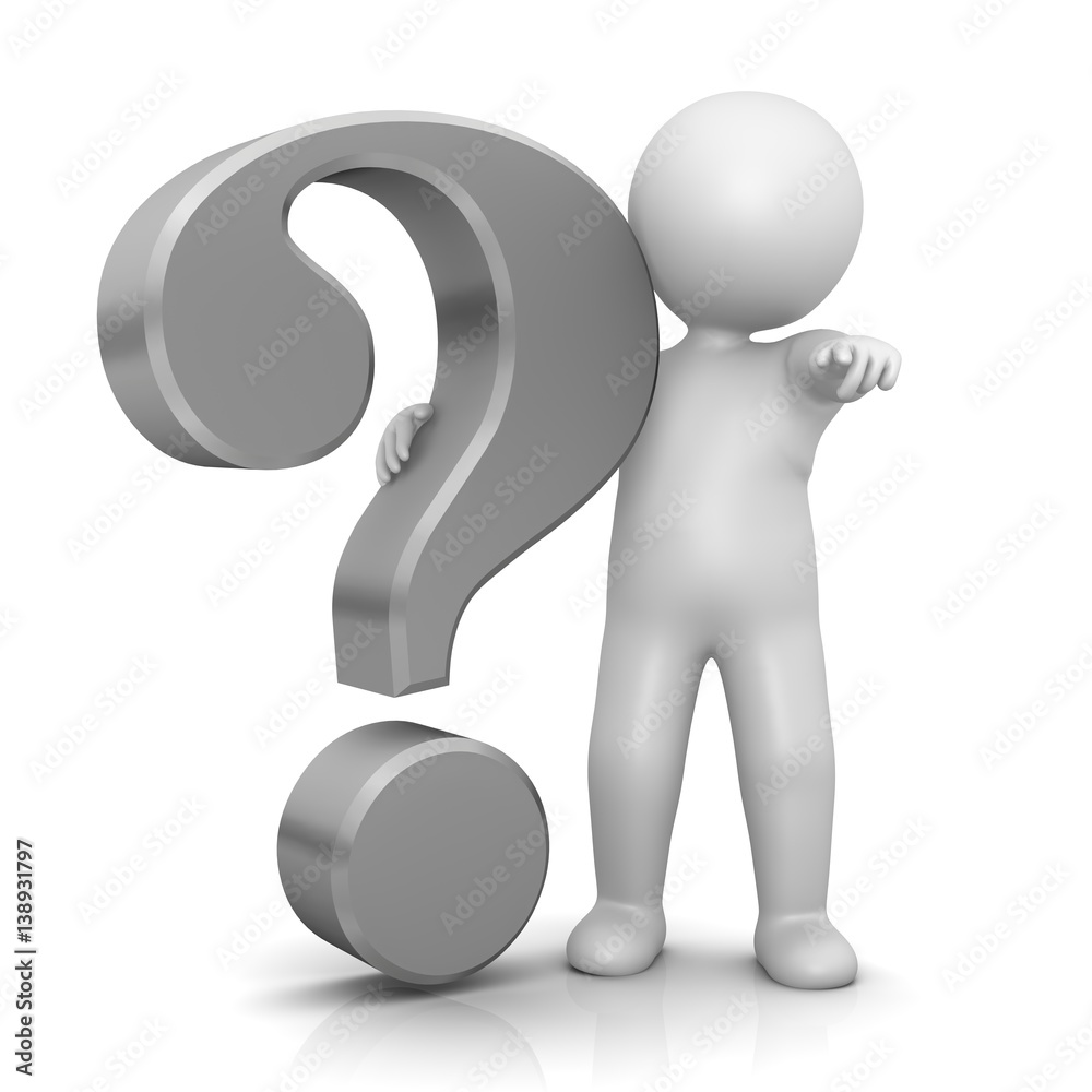 question mark stickman silver grey gray 3d isolated business symbol ...