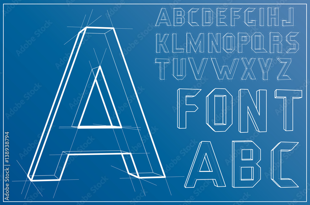 Wireframe Alphabet Font. Vector Stock Vector | Adobe Stock
