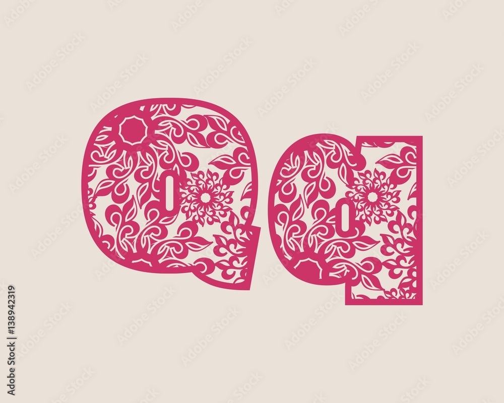 Decorative alphabet vector font. Letter Q. Typography for headlines ...