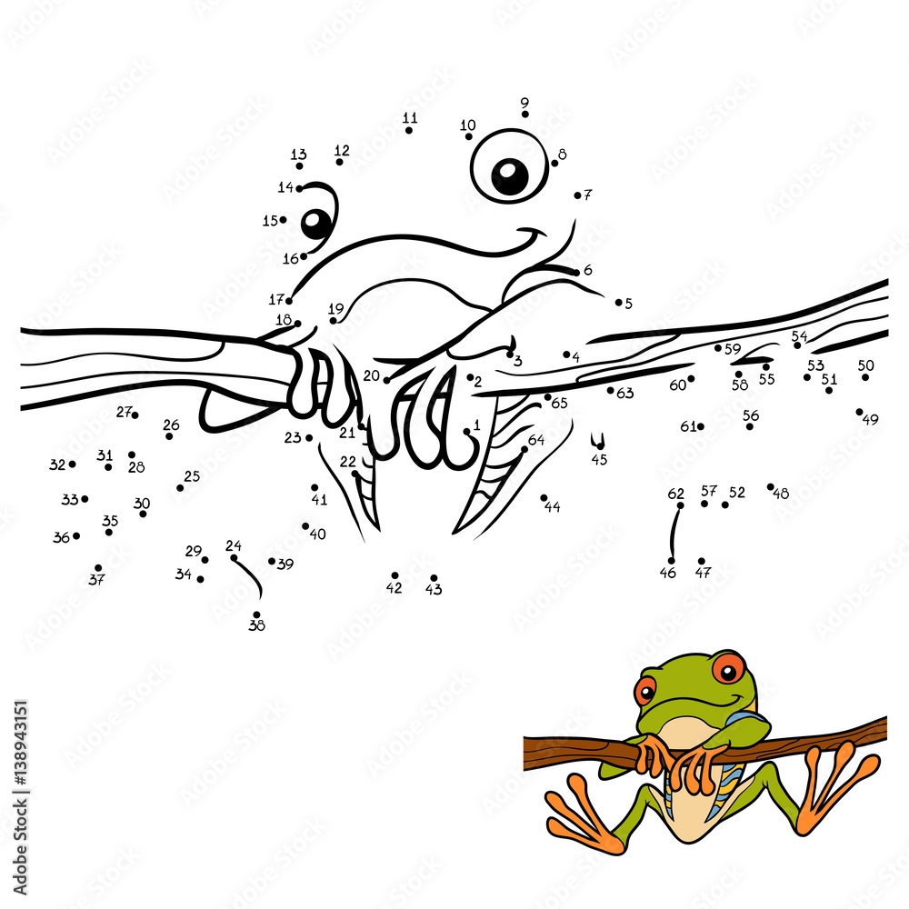 Numbers game for children, Red-eyed tree frog Stock Vector | Adobe Stock