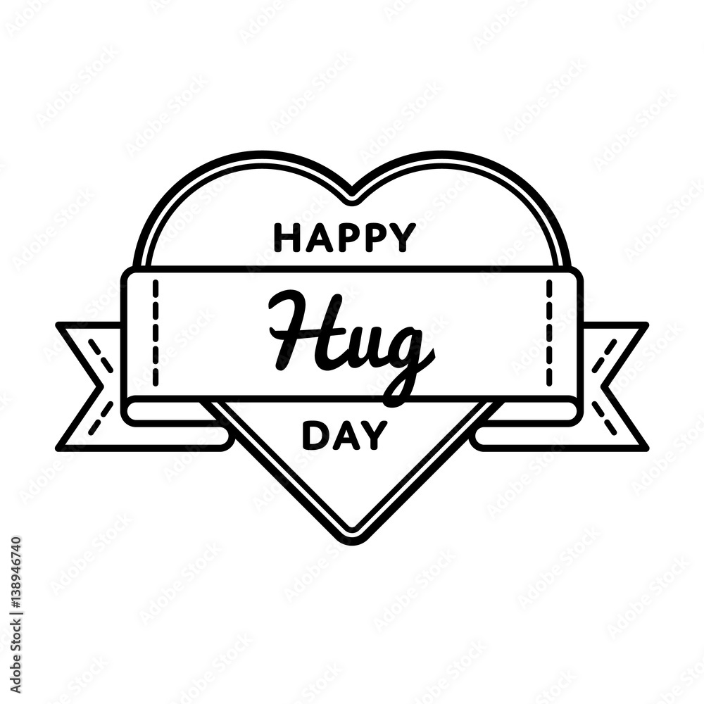 Happy Hug Day emblem isolated vector illustration on white background ...