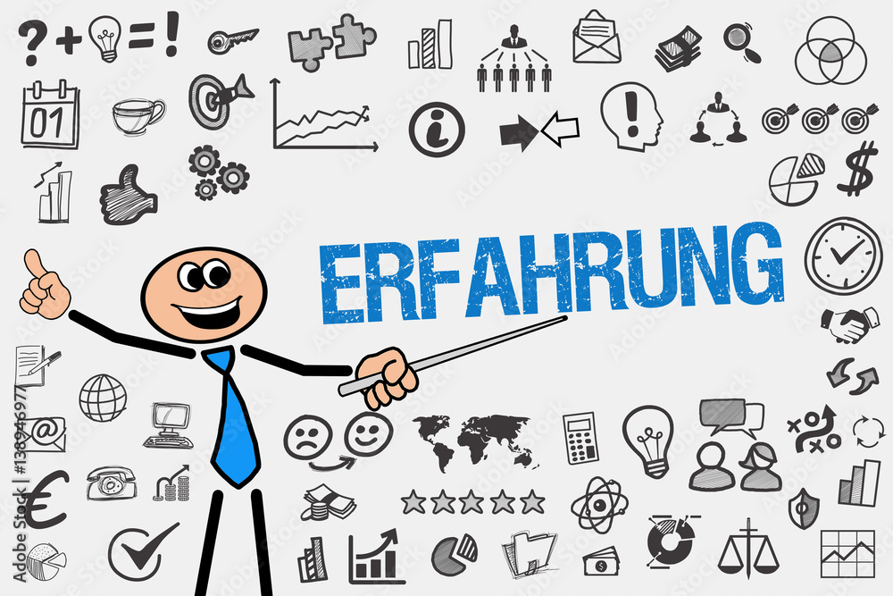 Erfahrung / Mann mit Symbole Stock-Illustration | Adobe Stock