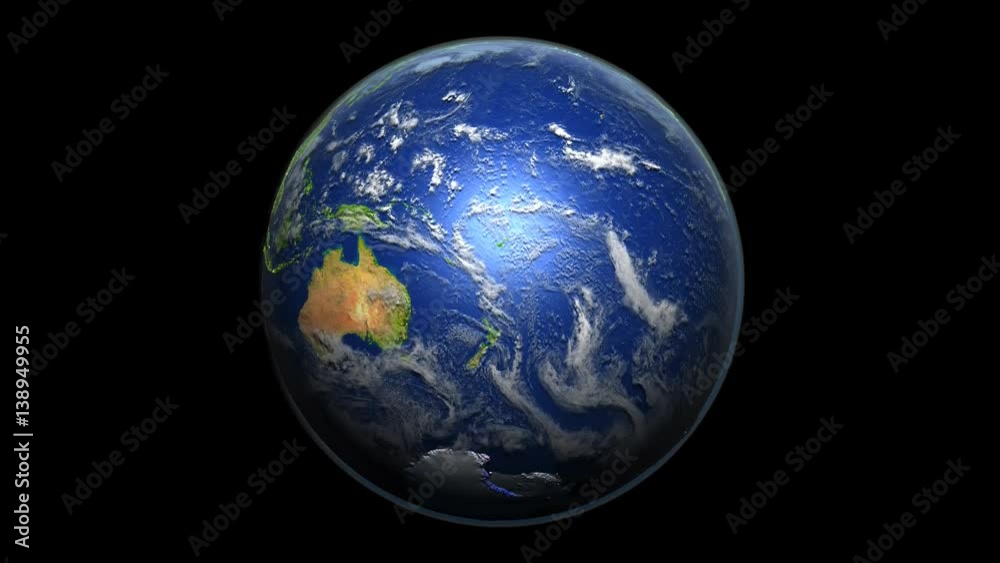 Satellite view of planet Earth rotating - southern hemisphere. High ...