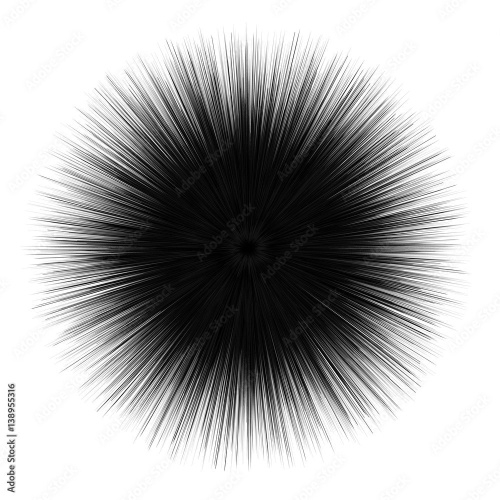 Abstract unusual prickly shape. Abstract fuzzy dark element isolated on ...