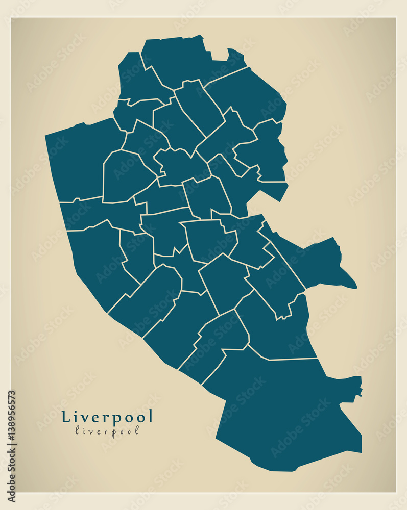 Modern City Map - Liverpool with boroughs illustration Stock Vector ...