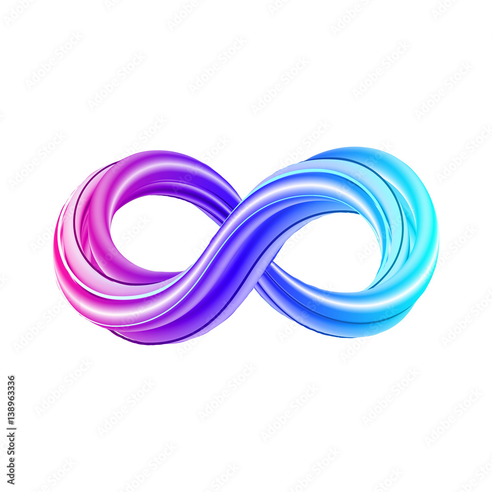 Colorful 3d infinity icon on white background. Abstract math background ...