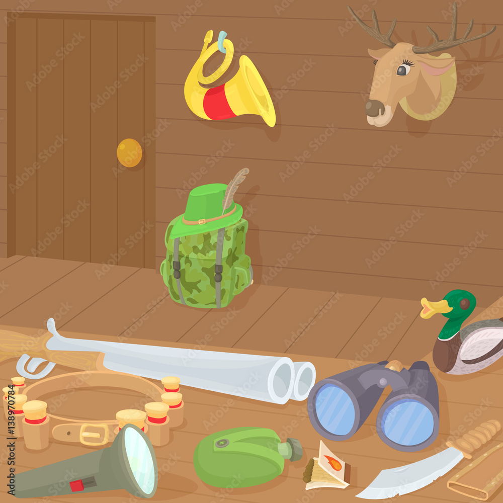 Hunting concept, cartoon style Stock Vector | Adobe Stock