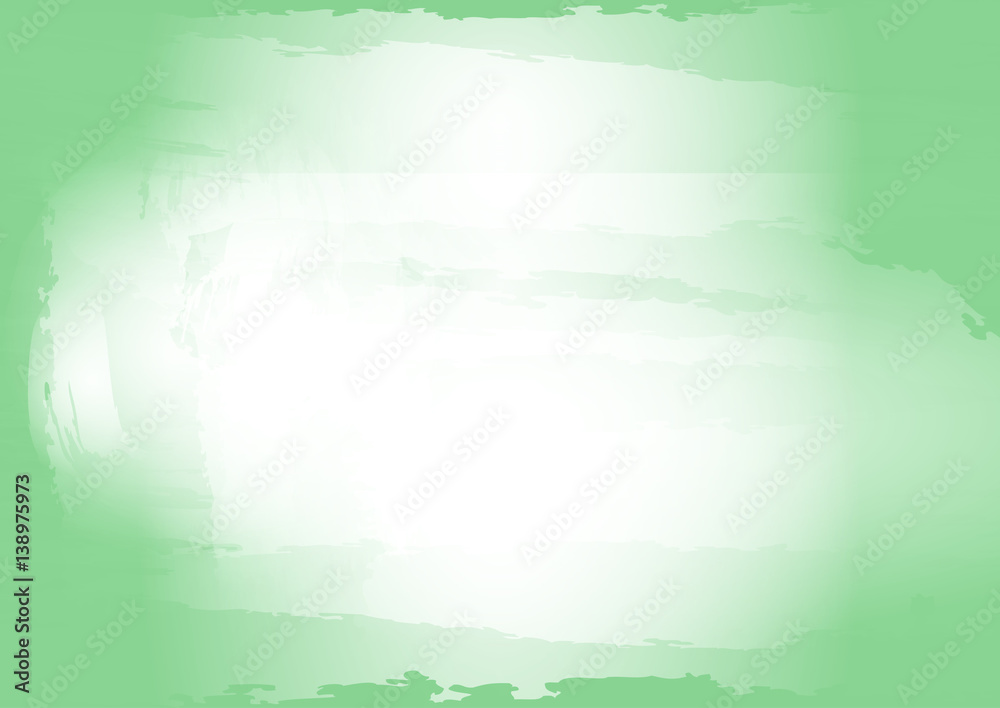 Rectangular green background with light spot. Overlay brush strokes ...