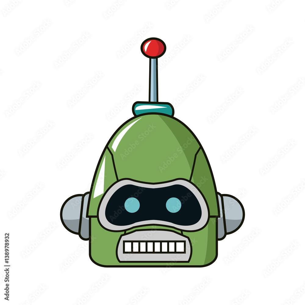 Robot head cartoon icon over white background. colorful design. vector ...