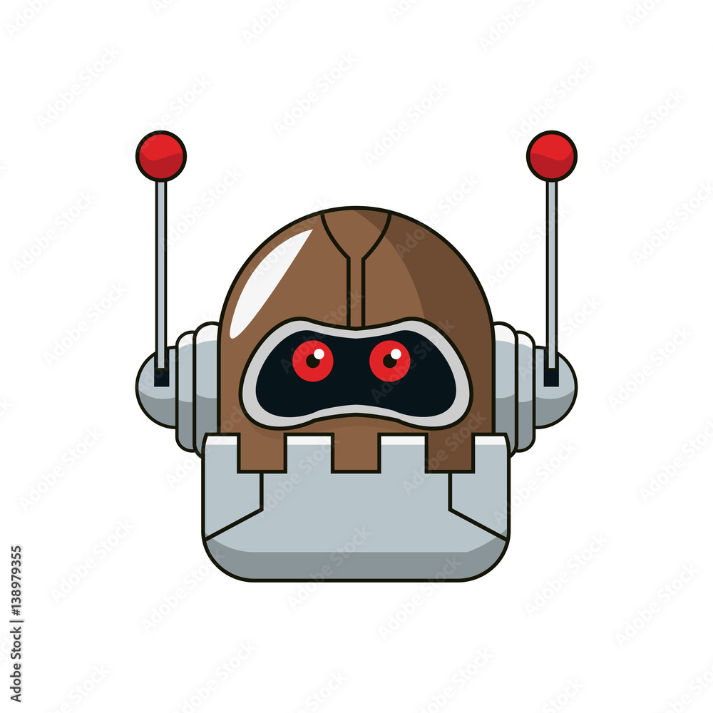 Robot head cartoon icon over white background. colorful design. vector ...
