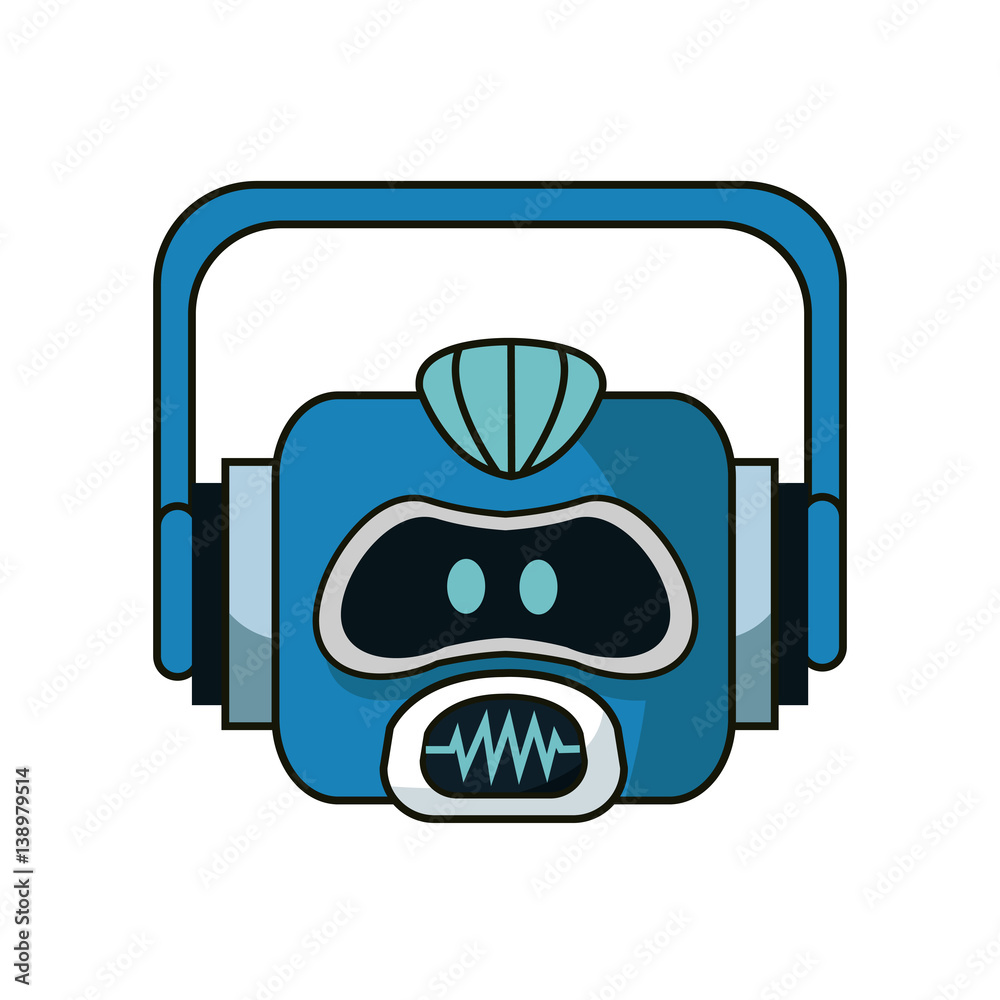Robot head cartoon icon over white background. colorful design. vector ...