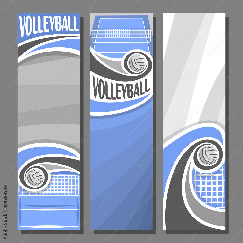 Vector set Vertical Banners for Volleyball: 3 template for title text ...
