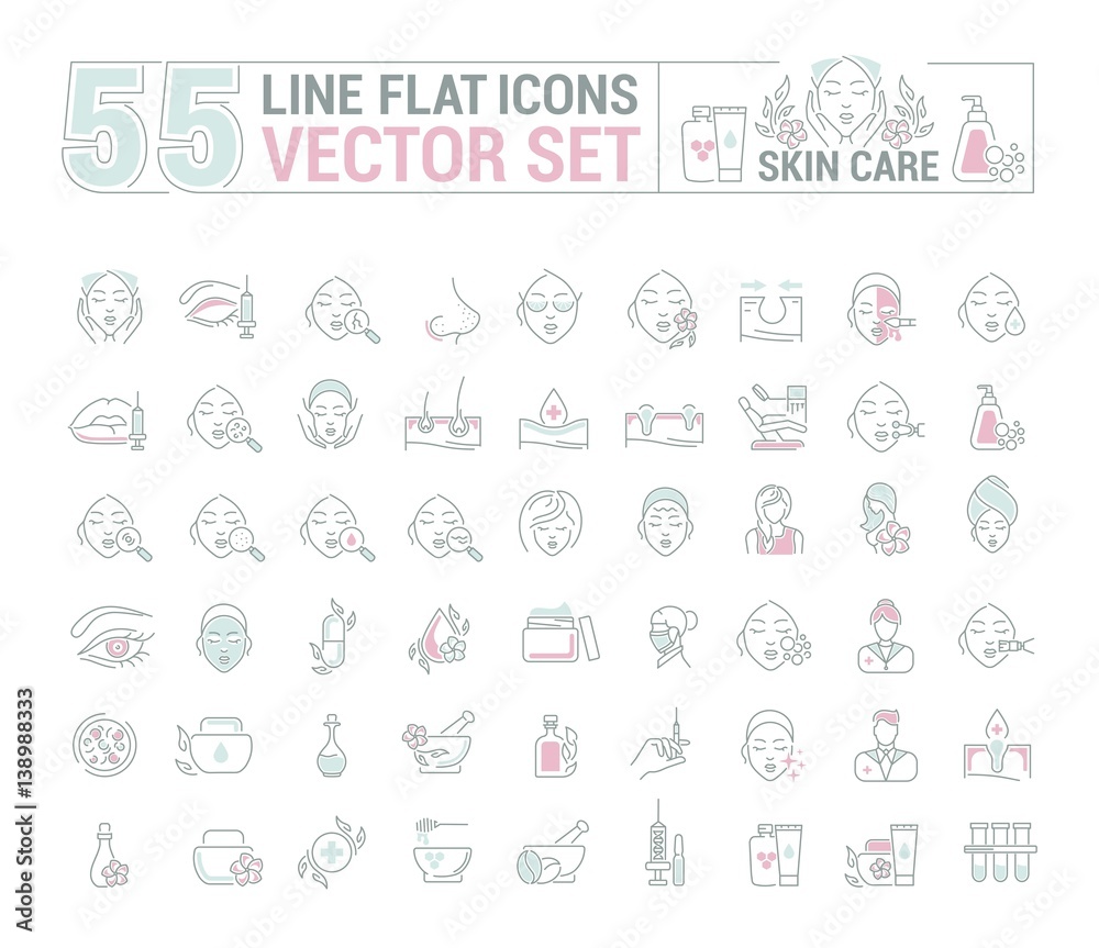 Vector graphic set.Icons in flat, contour,thin and linear design ...