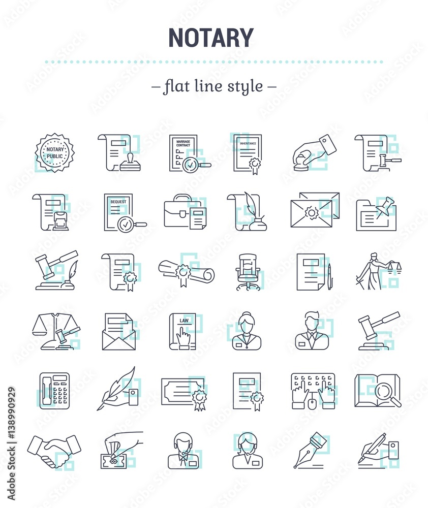 Vector graphic set.Icons in flat, contour,thin, minimal and linear ...