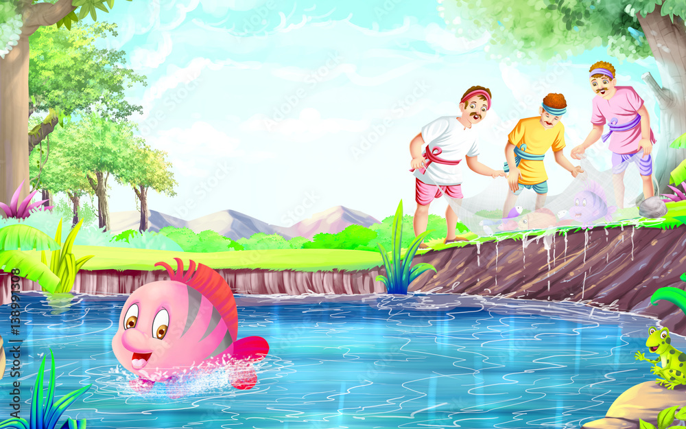 Three Little fish story Stock Illustration | Adobe Stock