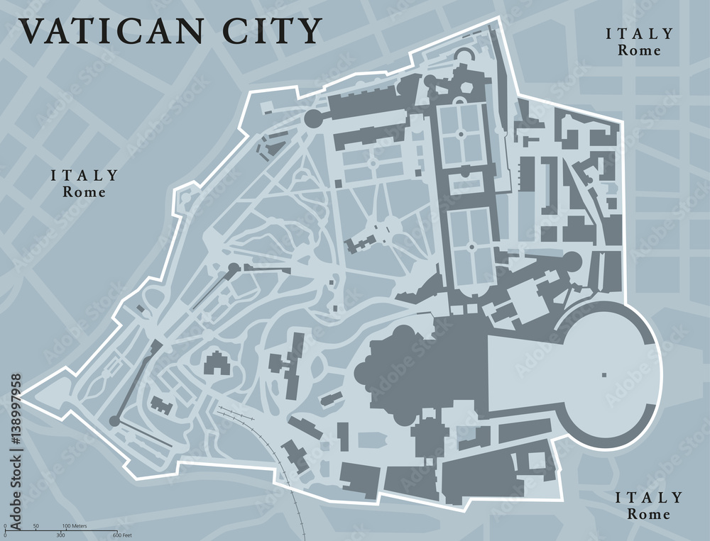 Vatican City State political map. Walled enclave within the city of ...