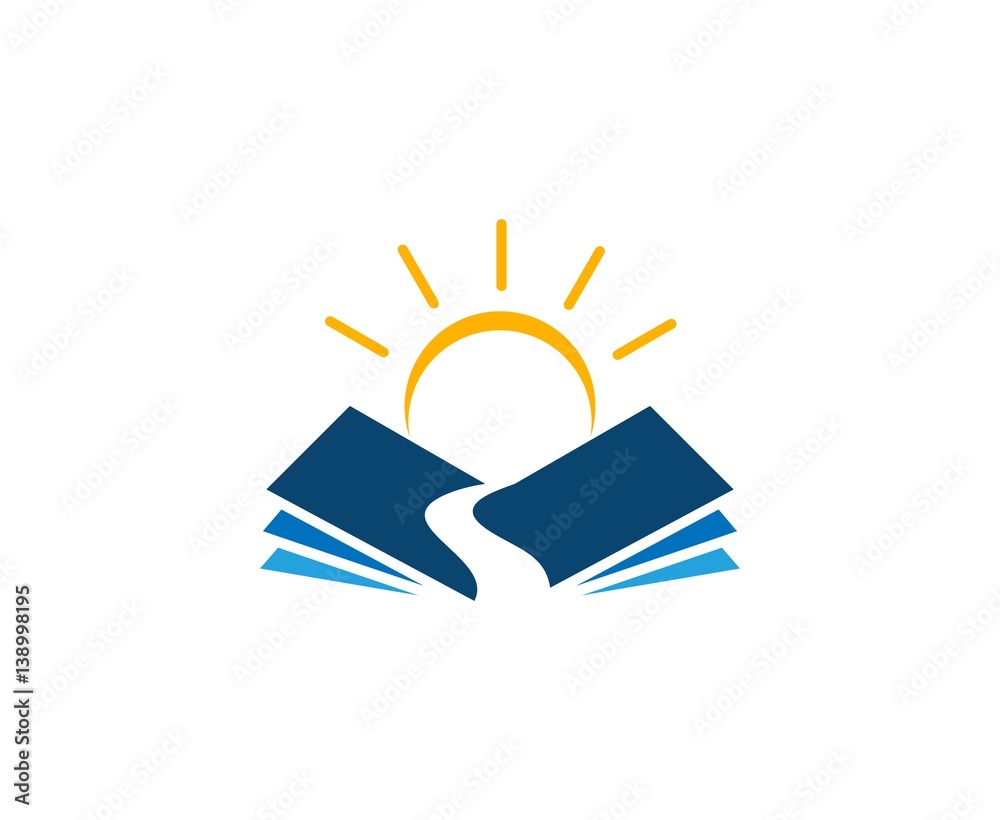Book sun logo Stock Vector | Adobe Stock