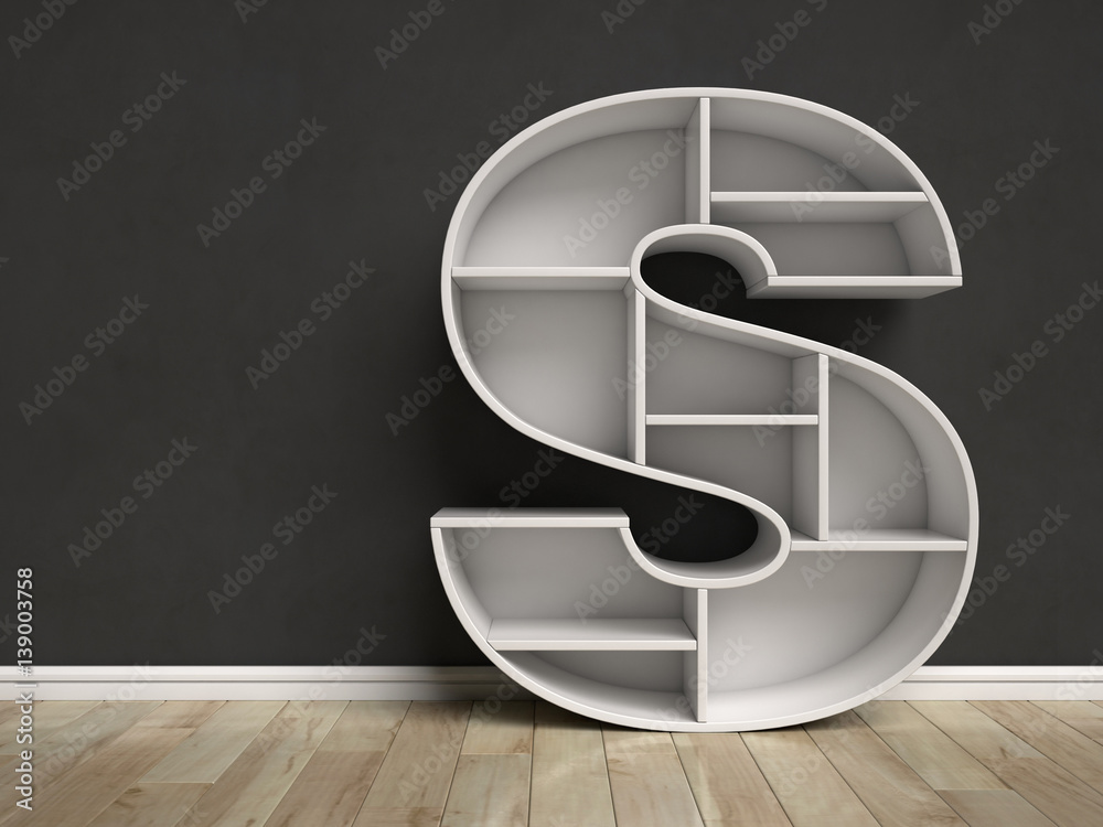 Letter S shaped shelves 3d rendering Stock Illustration | Adobe Stock