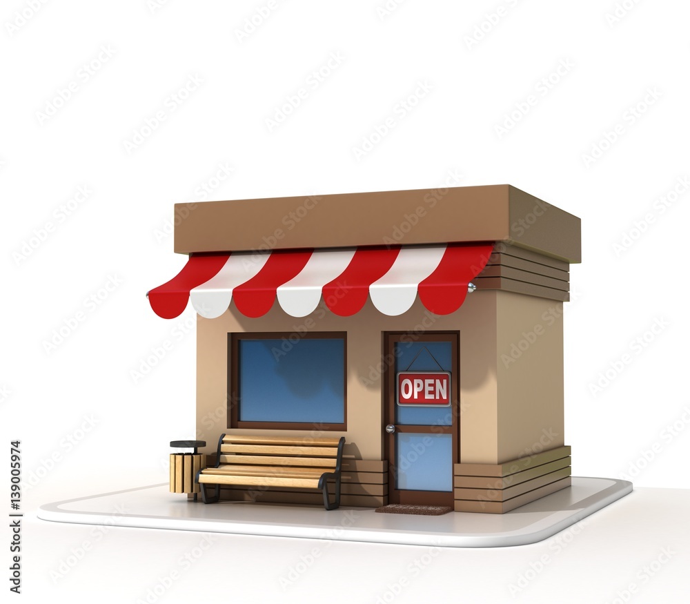 Store front 3d rendering Stock Illustration | Adobe Stock