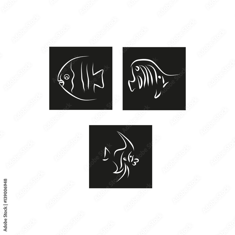 Three fish logo on a black background. Vector illustration Stock Vector ...
