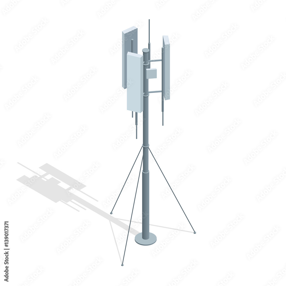 Isometric Telecommunications towers. A mobile phone communication ...
