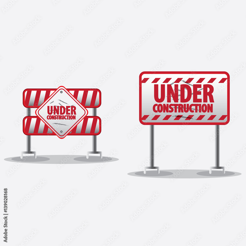 under construction signs symbols set, vector illustration Stock Vector ...